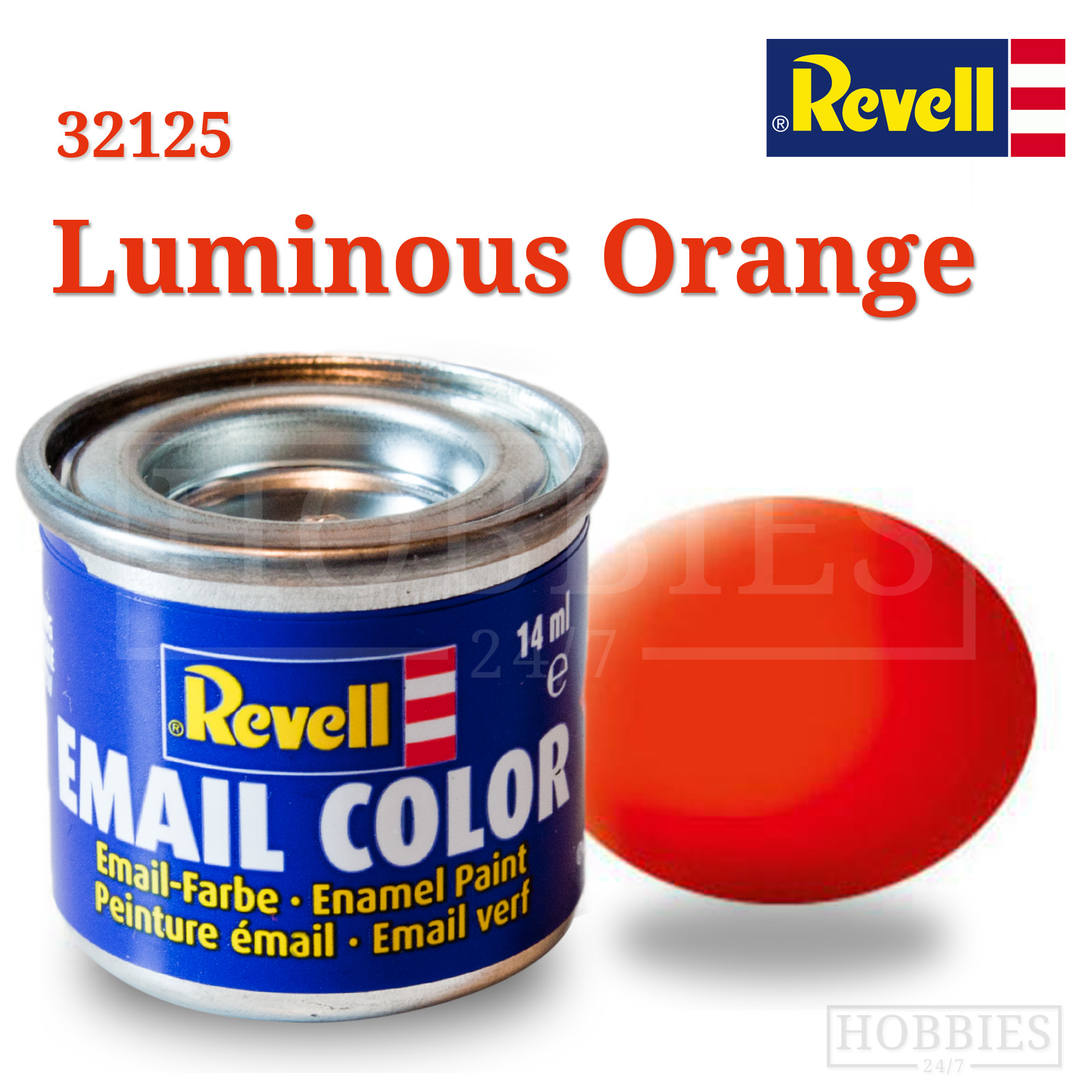 Mat 25 Luminous Orange - Revell Enamel 14ml Tin - Hobbies247 Online ...