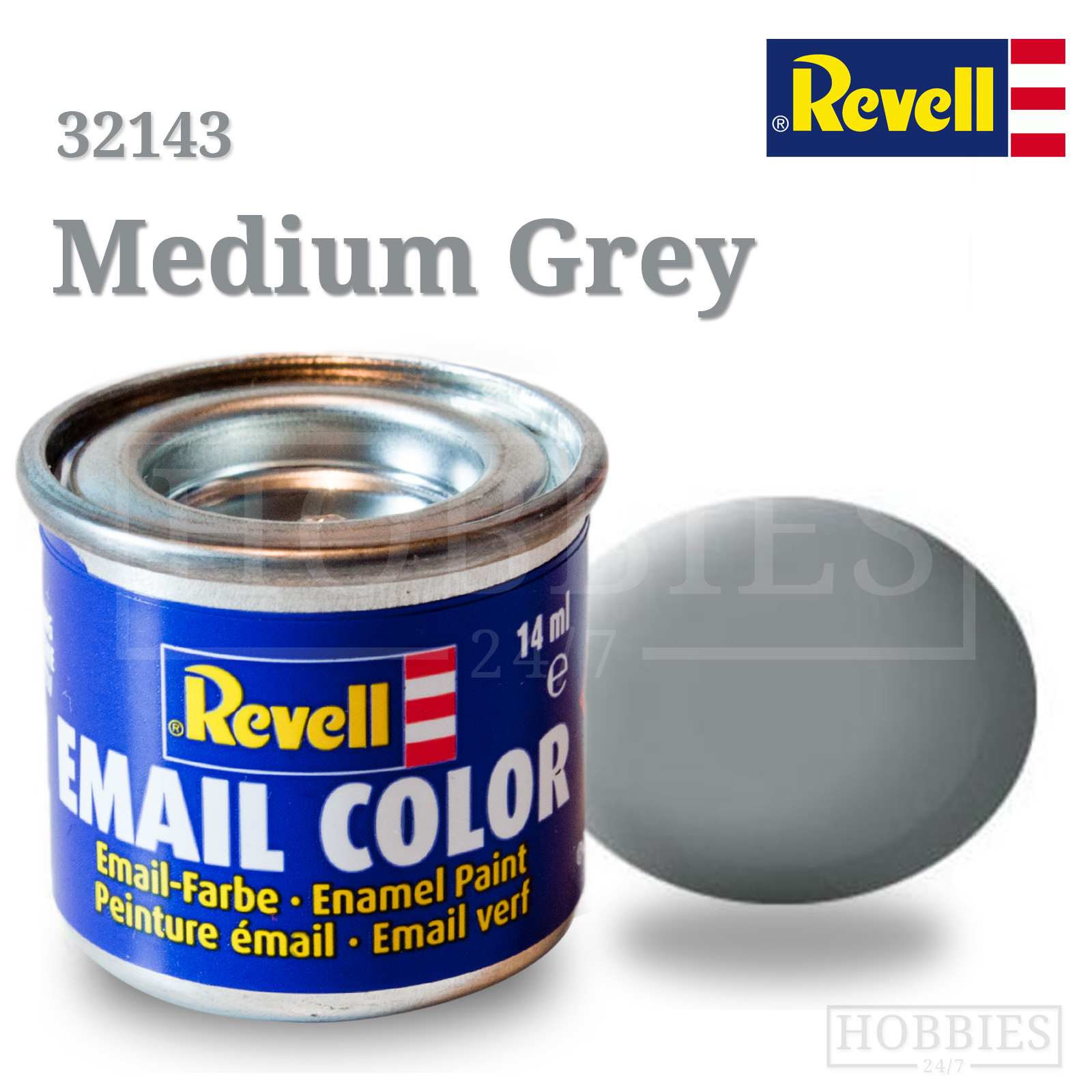 Mat 43 Medium Grey - Revell Enamel 14ml Tin - Hobbies247 Online Model Shop