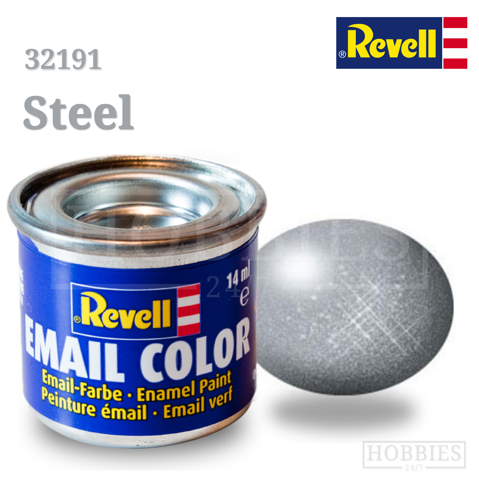 Metallic 91 Steel - Revell Enamel 14ml Tin - Hobbies247 Online Model Shop