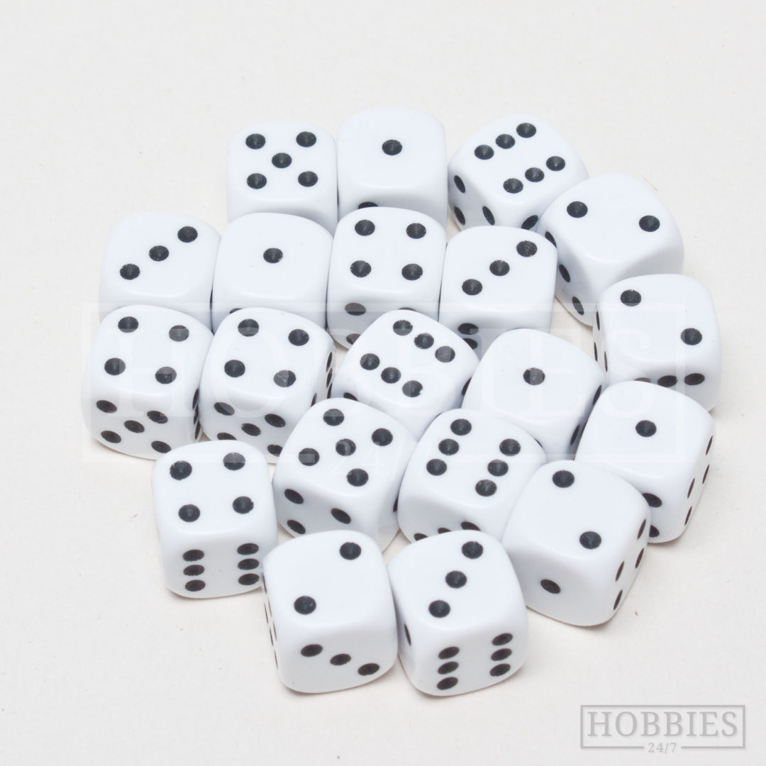 White 12mm Six Sided Dice D6 - Hobbies247 Model Shop