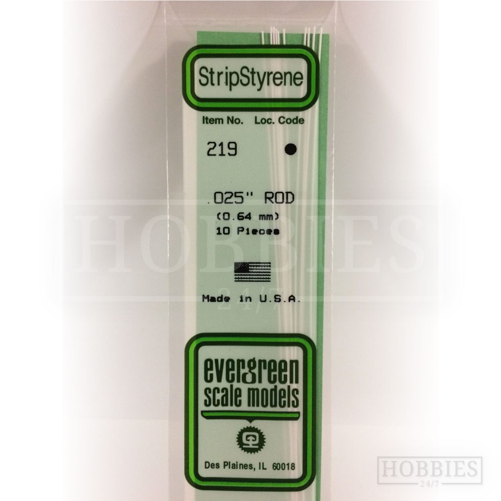 Evergreen Styrene Rod EG219 0.64mm - Hobbies247 Model Shop