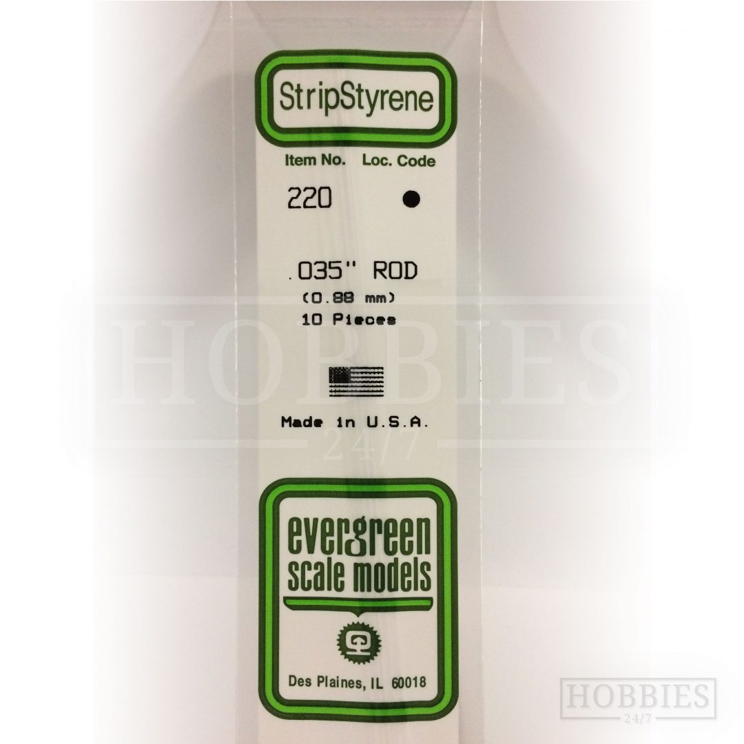 Evergreen Styrene Rod EG220 0.88mm - Hobbies247 Model Shop
