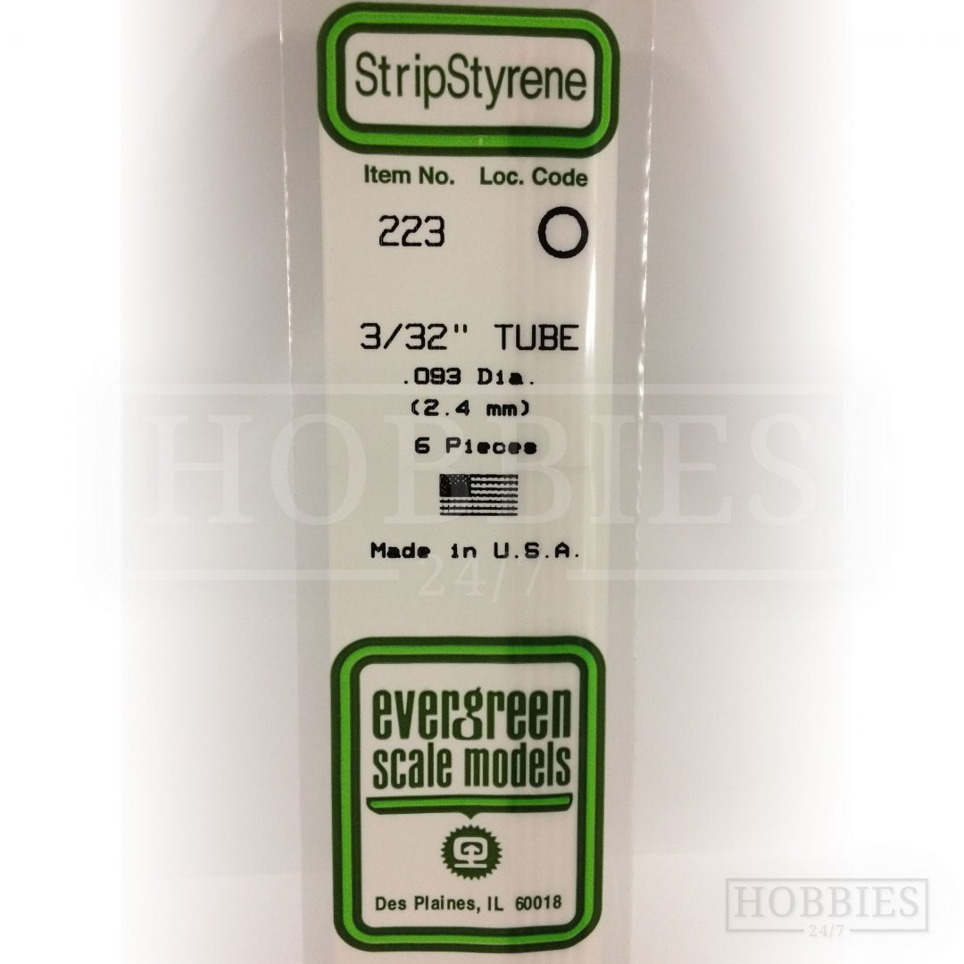 Evergreen Styrene Tube EG223 2.4mm - Hobbies247 Model Shop