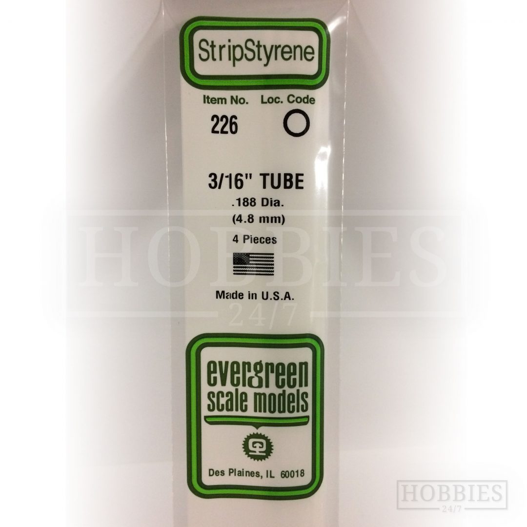 Evergreen Styrene Tube EG226 4.8mm - Hobbies247 Model Shop