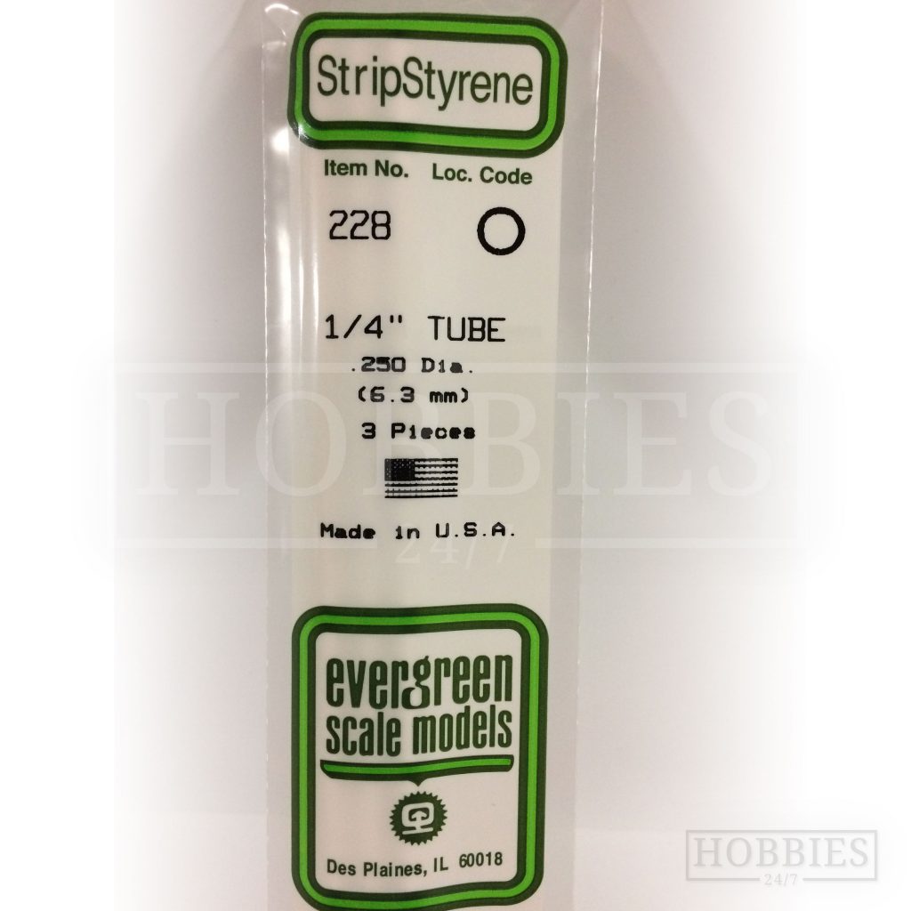 Evergreen Styrene Tube EG228 6.3mm - Hobbies247 Model Shop