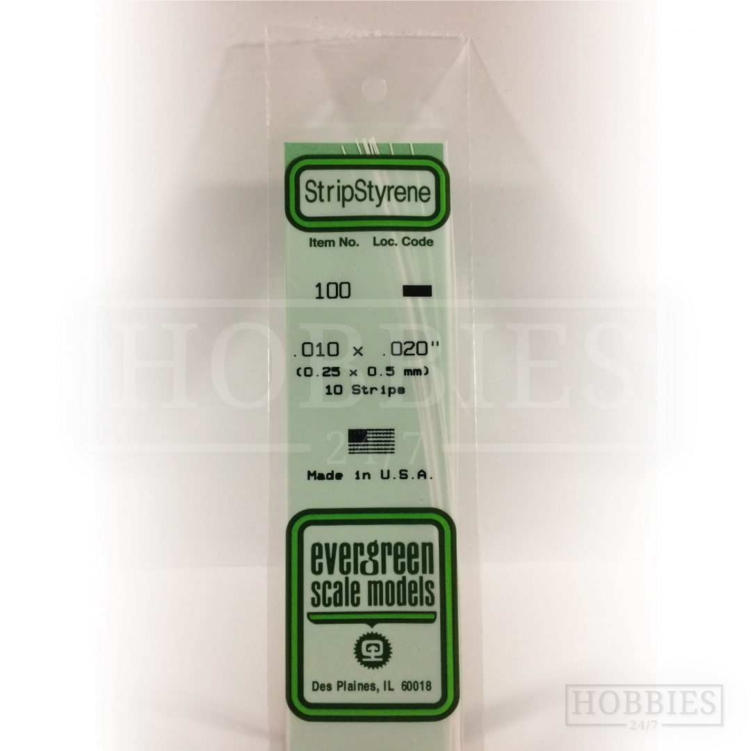 Evergreen Styrene Strip EG100 0.25x0.5mm - Hobbies247 Model Shop