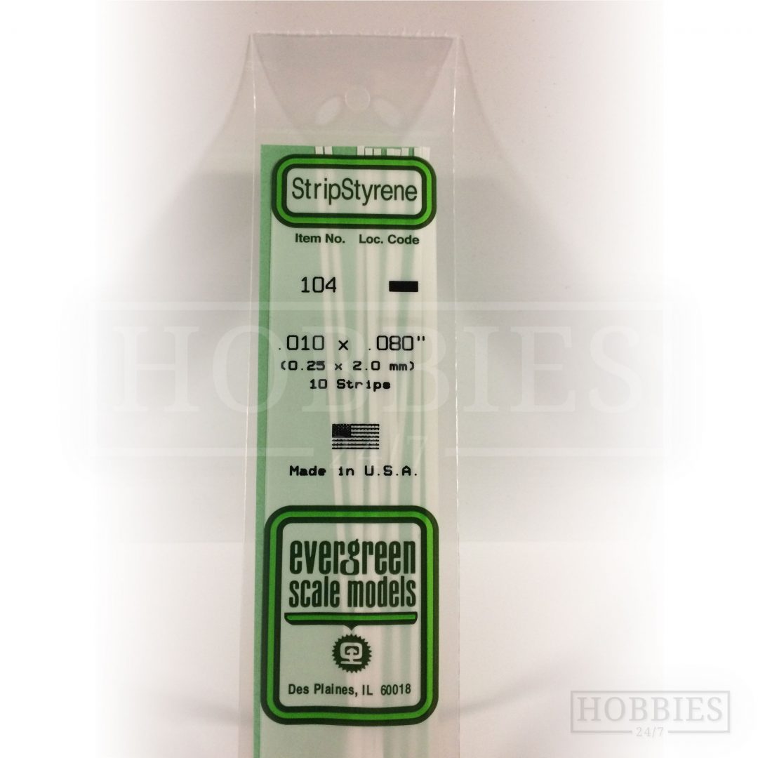 Evergreen Styrene Strip EG104 0.25x2mm - Hobbies247 Model Shop