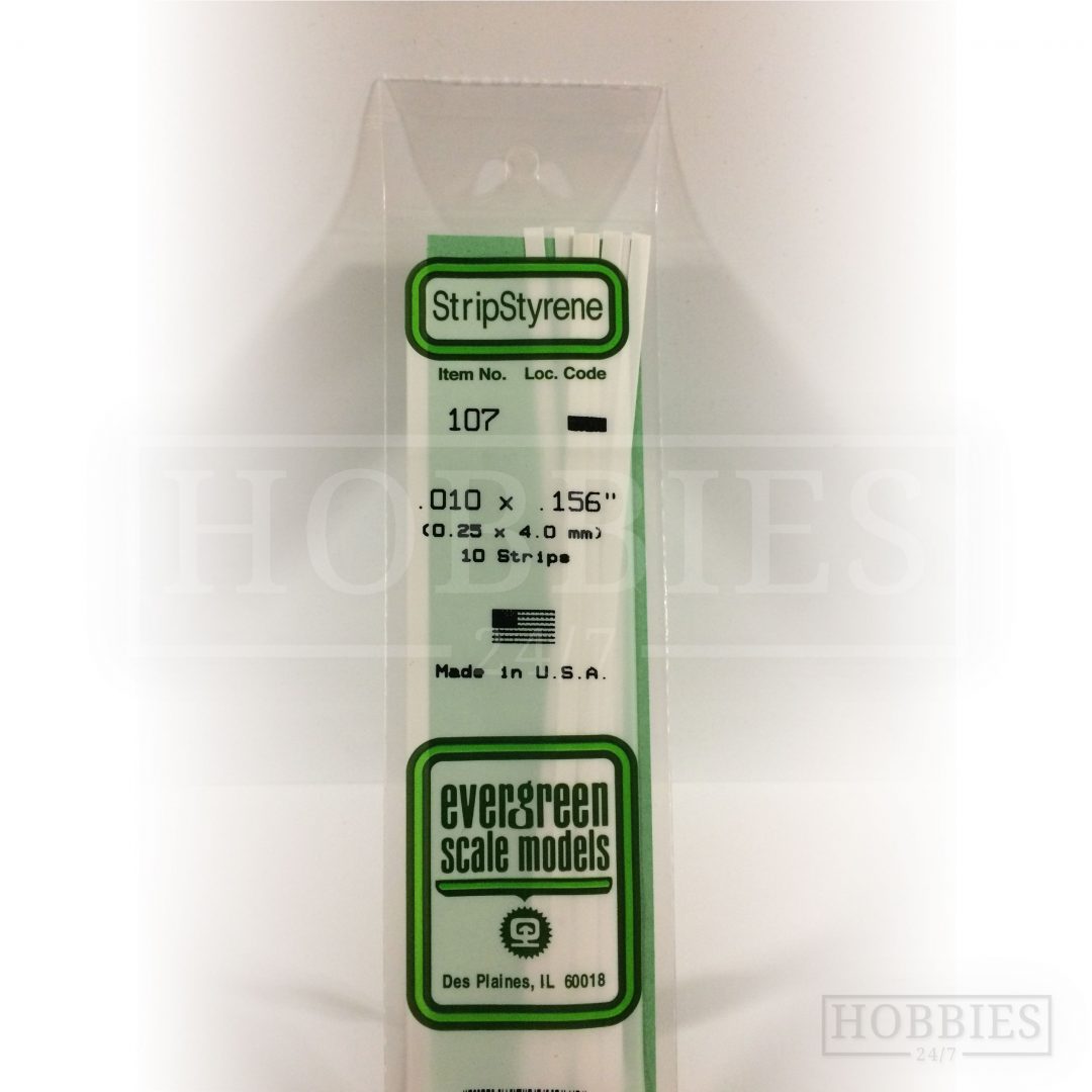 Evergreen Styrene Strip EG107 0.25x4mm - Hobbies247 Model Shop
