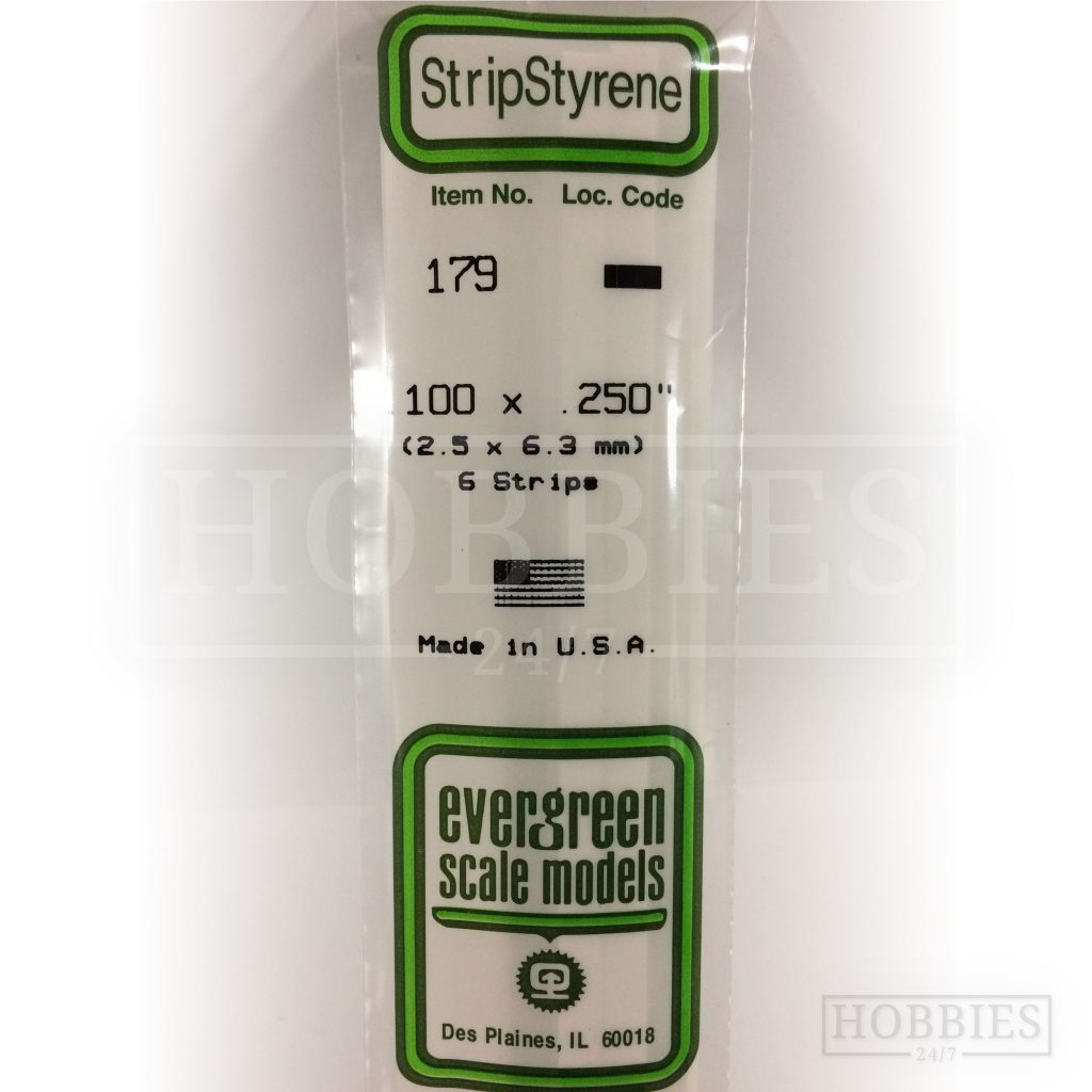 Evergreen Styrene Strip EG179 2.5x6.3mm - Hobbies247 Model Shop