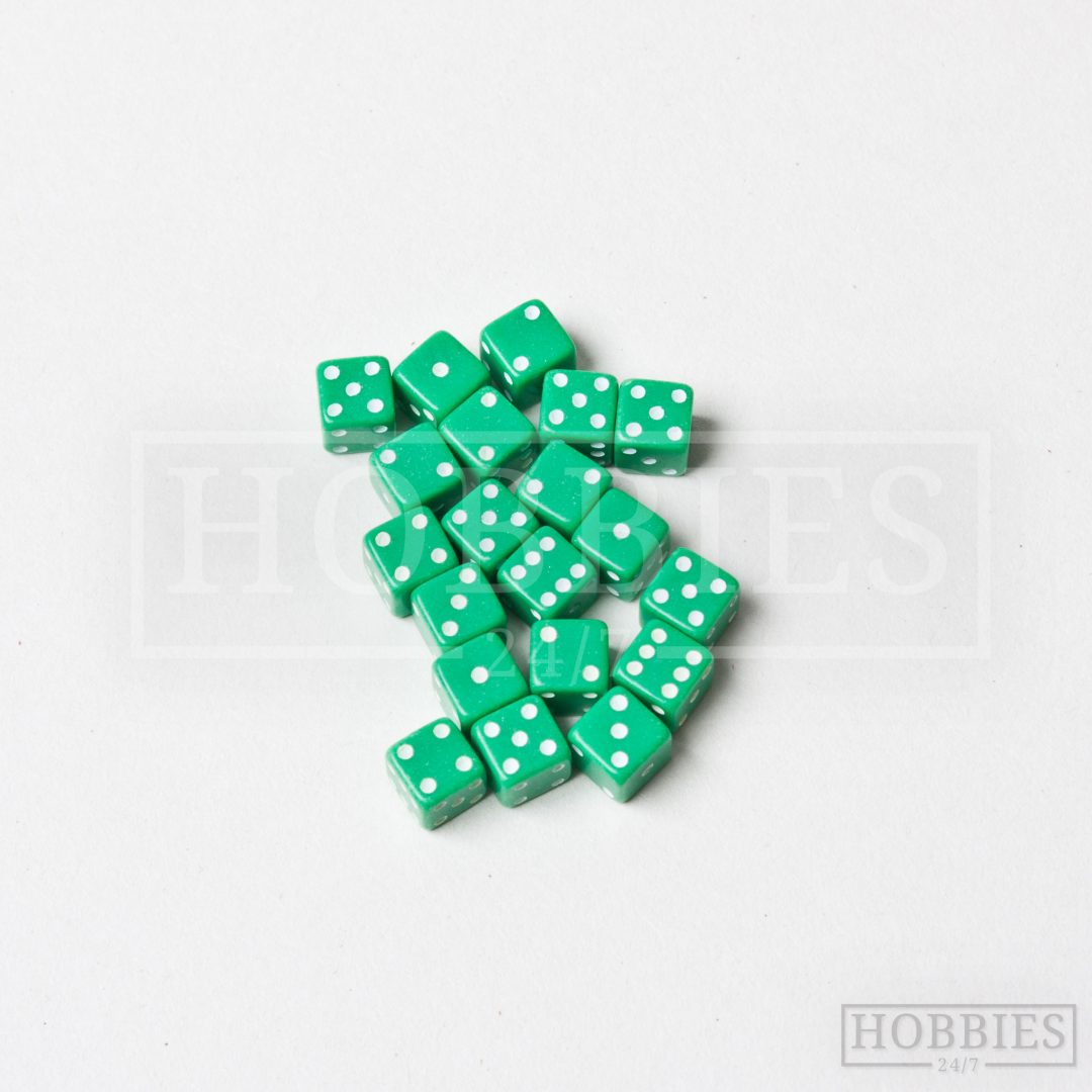 Green 7mm Six Sided Dice D6 - Hobbies247 Model Shop